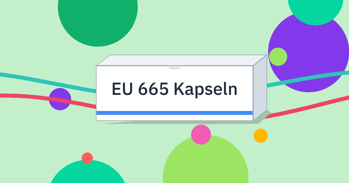 Symbolbild: Packung mit der Aufschrift EU 665 Kapseln (PZN 18302977) – Verfügbarkeit und Bezug in Apotheken in Frankfurt am Main