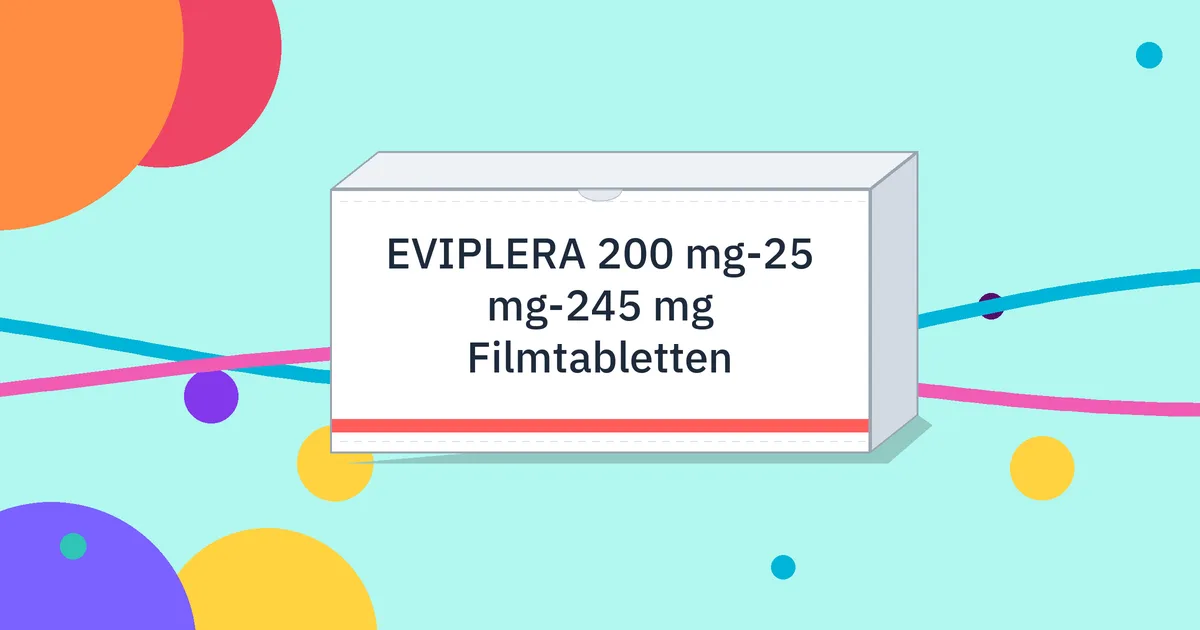 Symbolbild: Packung mit der Aufschrift EVIPLERA 200 mg-25 mg-245 mg Filmtabletten (PZN 03996454) – Verfügbarkeit und Bezug in Apotheken in Frankfurt am Main