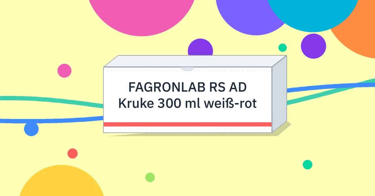 Symbolbild: Packung mit der Aufschrift FAGRONLAB RS AD Kruke 300 ml weiß-rot (PZN 20912364) – Verfügbarkeit und Bezug in Apotheken in Frankfurt am Main