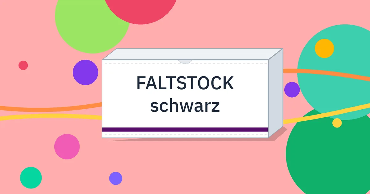 Symbolbild: Packung mit der Aufschrift FALTSTOCK schwarz (PZN 00914303) – Verfügbarkeit und Bezug in Apotheken in Frankfurt am Main