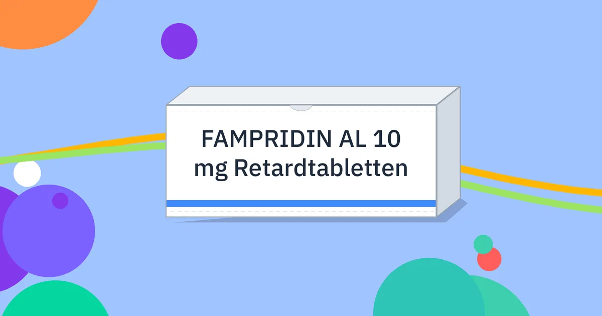 Symbolbild: Packung mit der Aufschrift FAMPRIDIN AL 10 mg Retardtabletten (PZN 17985170) – Verfügbarkeit und Bezug in Apotheken in Frankfurt am Main