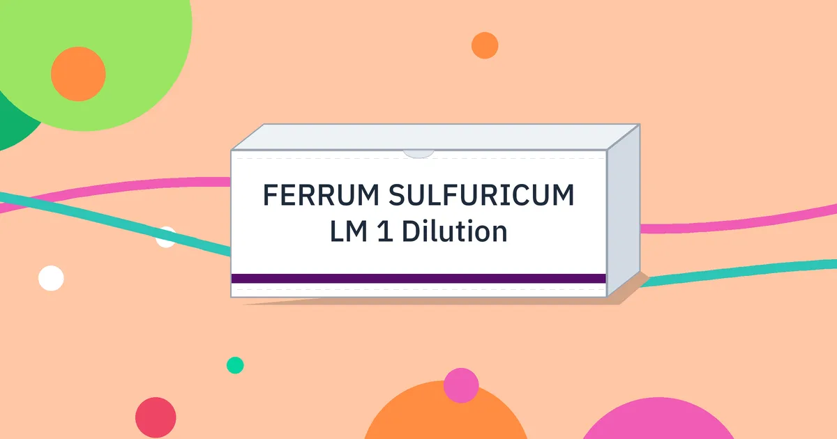 Symbolbild: Packung mit der Aufschrift FERRUM SULFURICUM LM 1 Dilution (PZN 12853386) – Verfügbarkeit und Bezug in Apotheken in Frankfurt am Main