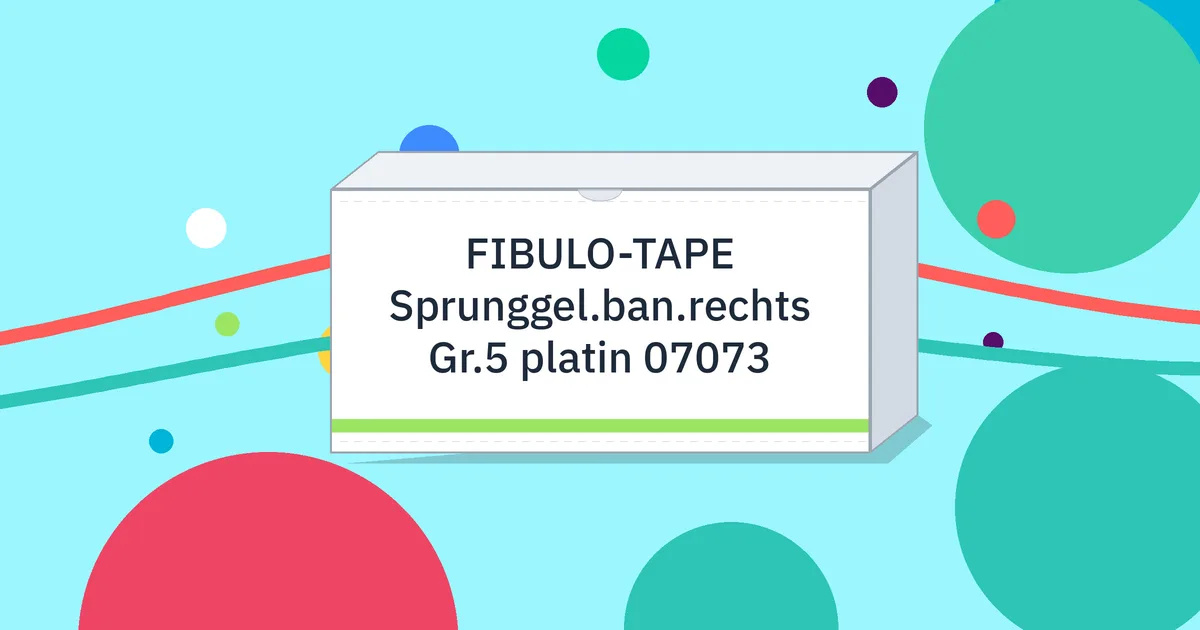 Symbolbild: Packung mit der Aufschrift FIBULO-TAPE Sprunggel.ban.rechts Gr.5 platin 07073 (PZN 06826534) – Verfügbarkeit und Bezug in Apotheken in Frankfurt am Main