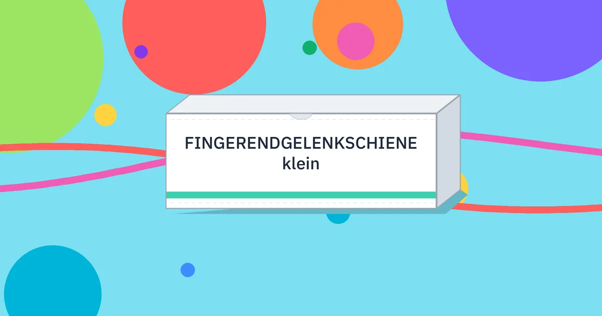 Symbolbild: Packung mit der Aufschrift FINGERENDGELENKSCHIENE klein (PZN 02639077) – Verfügbarkeit und Bezug in Apotheken in Frankfurt am Main
