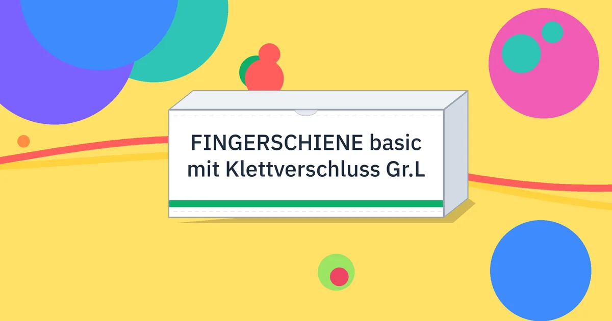 Symbolbild: Packung mit der Aufschrift FINGERSCHIENE basic mit Klettverschluss Gr.L (PZN 12775278) – Verfügbarkeit und Bezug in Apotheken in Frankfurt am Main