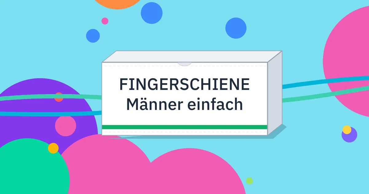Symbolbild: Packung mit der Aufschrift FINGERSCHIENE Männer einfach (PZN 20187673) – Verfügbarkeit und Bezug in Apotheken in Frankfurt am Main