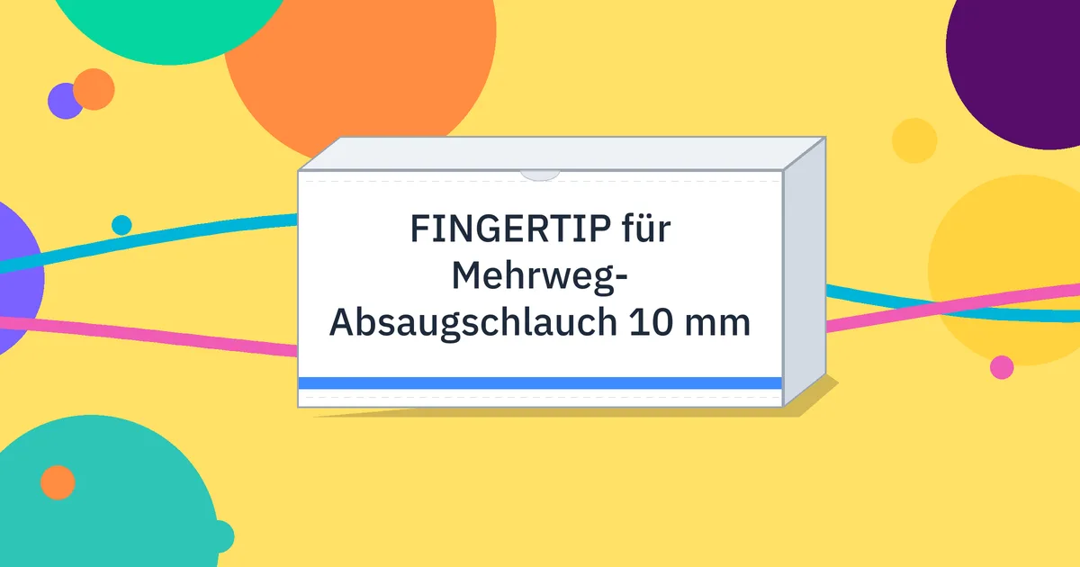 Symbolbild: Packung mit der Aufschrift FINGERTIP für Mehrweg-Absaugschlauch 10 mm (PZN 16233309) – Verfügbarkeit und Bezug in Apotheken in Frankfurt am Main