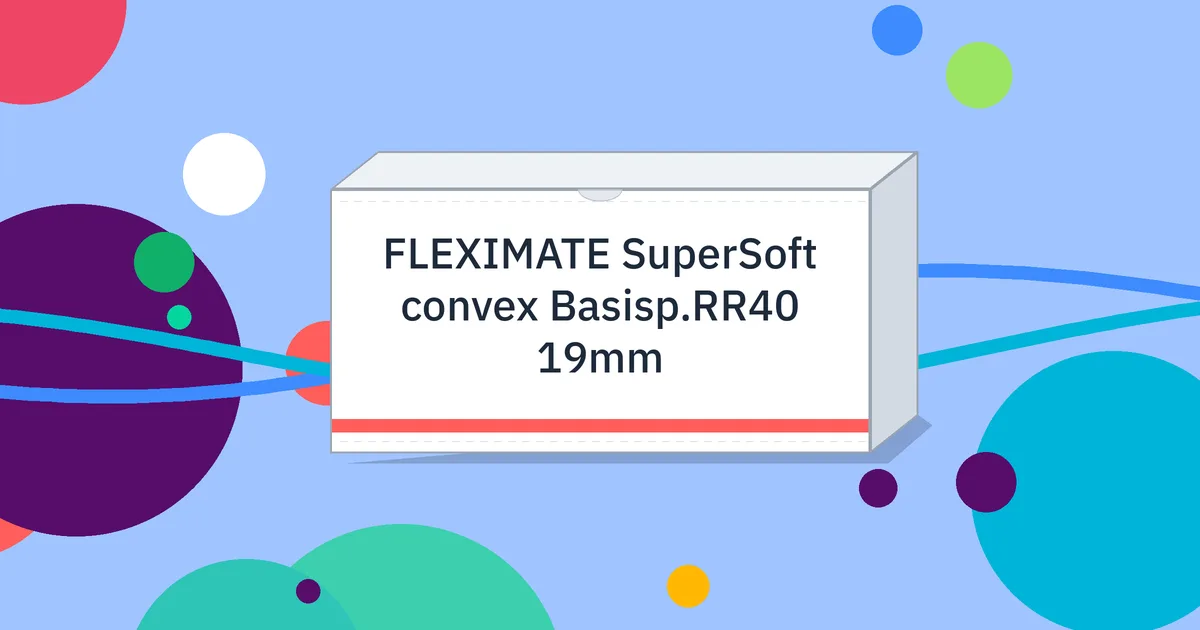 Symbolbild: Packung mit der Aufschrift FLEXIMATE SuperSoft convex Basisp.RR40 19mm (PZN 09070344) – Verfügbarkeit und Bezug in Apotheken in Frankfurt am Main
