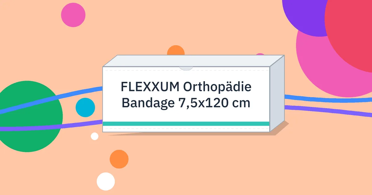 Symbolbild: Packung mit der Aufschrift FLEXXUM Orthopädie Bandage 7,5x120 cm (PZN 01317845) – Verfügbarkeit und Bezug in Apotheken in Frankfurt am Main