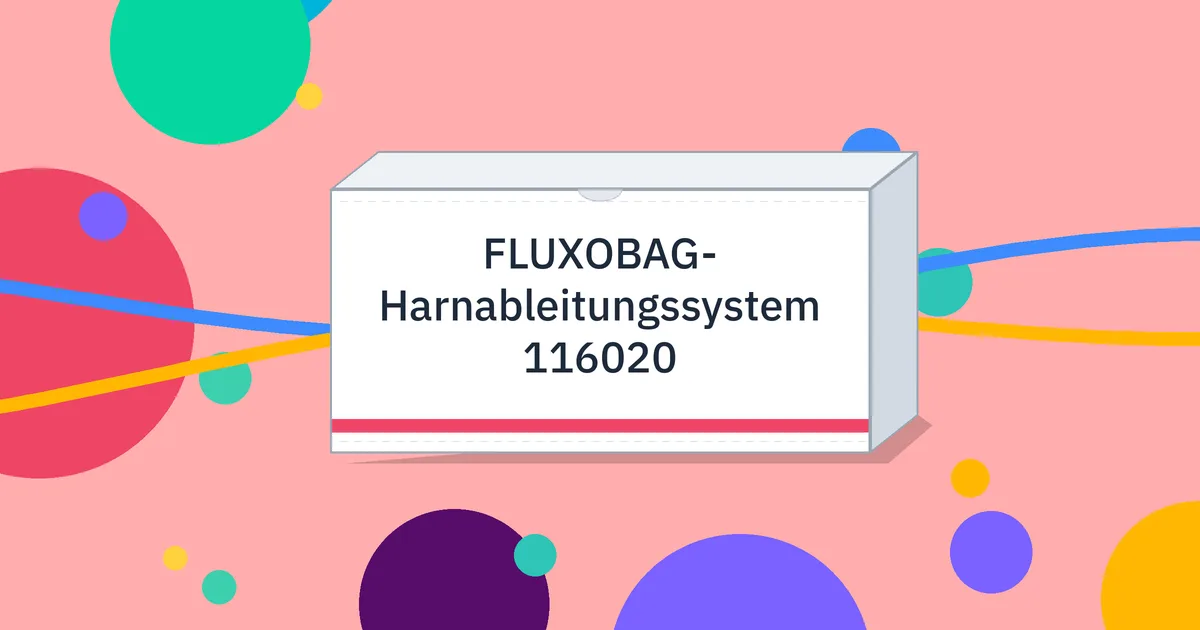 Symbolbild: Packung mit der Aufschrift FLUXOBAG-Harnableitungssystem 116020 (PZN 11566035) – Verfügbarkeit und Bezug in Apotheken in Frankfurt am Main
