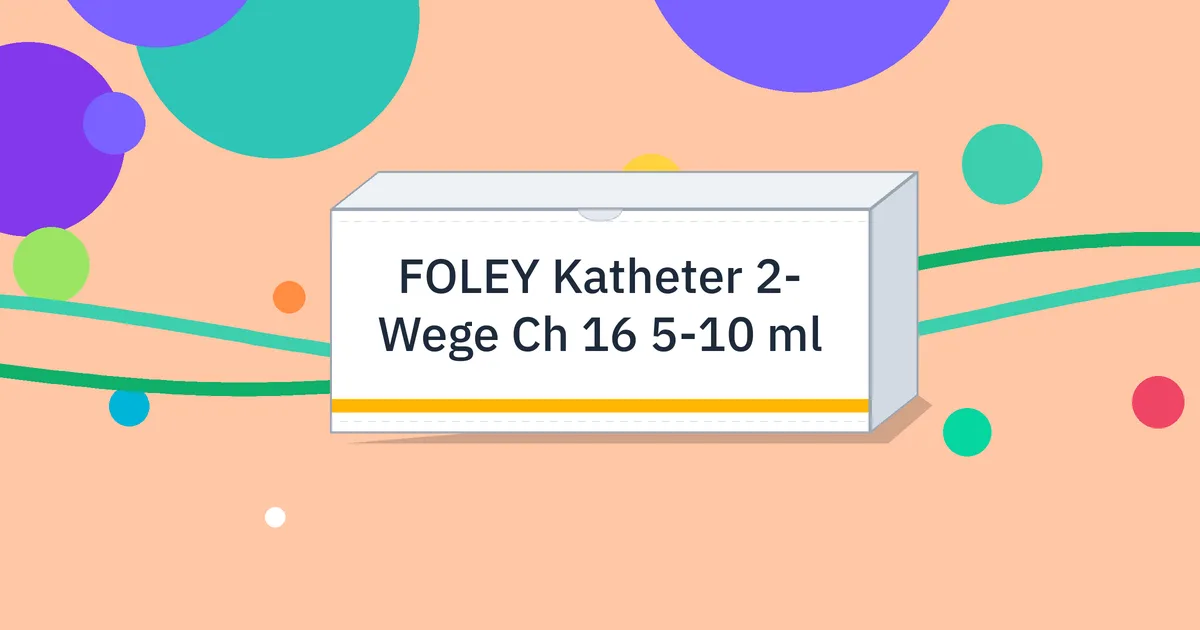 Symbolbild: Packung mit der Aufschrift FOLEY Katheter 2-Wege Ch 16 5-10 ml (PZN 04365833) – Verfügbarkeit und Bezug in Apotheken in Frankfurt am Main
