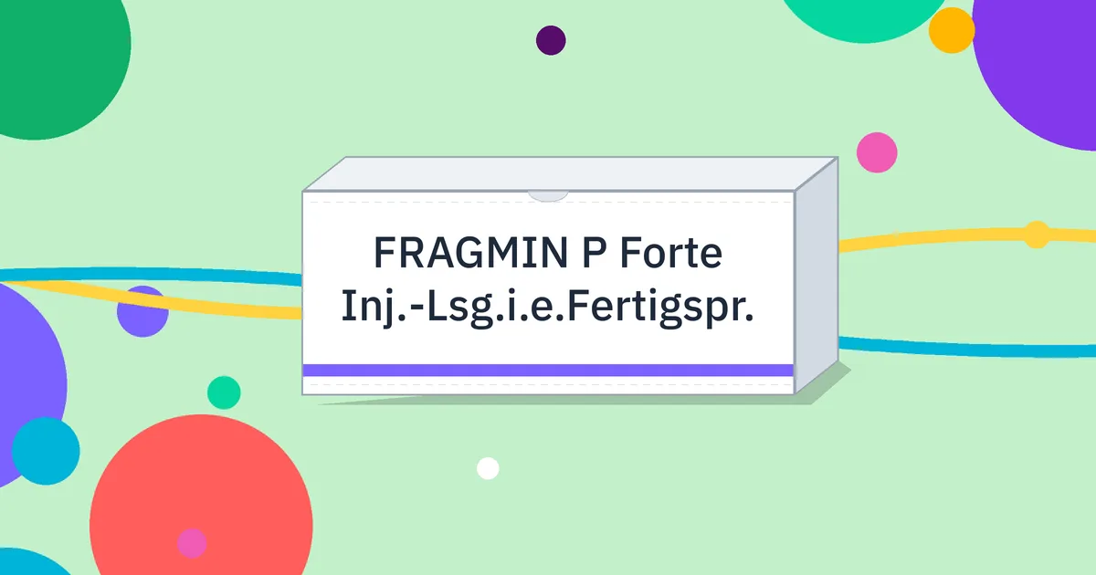 Symbolbild: Packung mit der Aufschrift FRAGMIN P Forte Inj.-Lsg.i.e.Fertigspr. (PZN 01553480) – Verfügbarkeit und Bezug in Apotheken in Frankfurt am Main