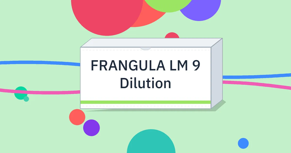 Symbolbild: Packung mit der Aufschrift FRANGULA LM 9 Dilution (PZN 12874365) – Verfügbarkeit und Bezug in Apotheken in Frankfurt am Main