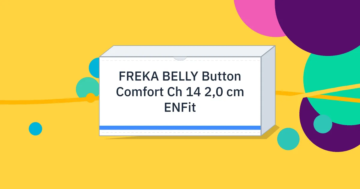 Symbolbild: Packung mit der Aufschrift FREKA BELLY Button Comfort Ch 14 2,0 cm ENFit (PZN 11481600) – Verfügbarkeit und Bezug in Apotheken in Frankfurt am Main