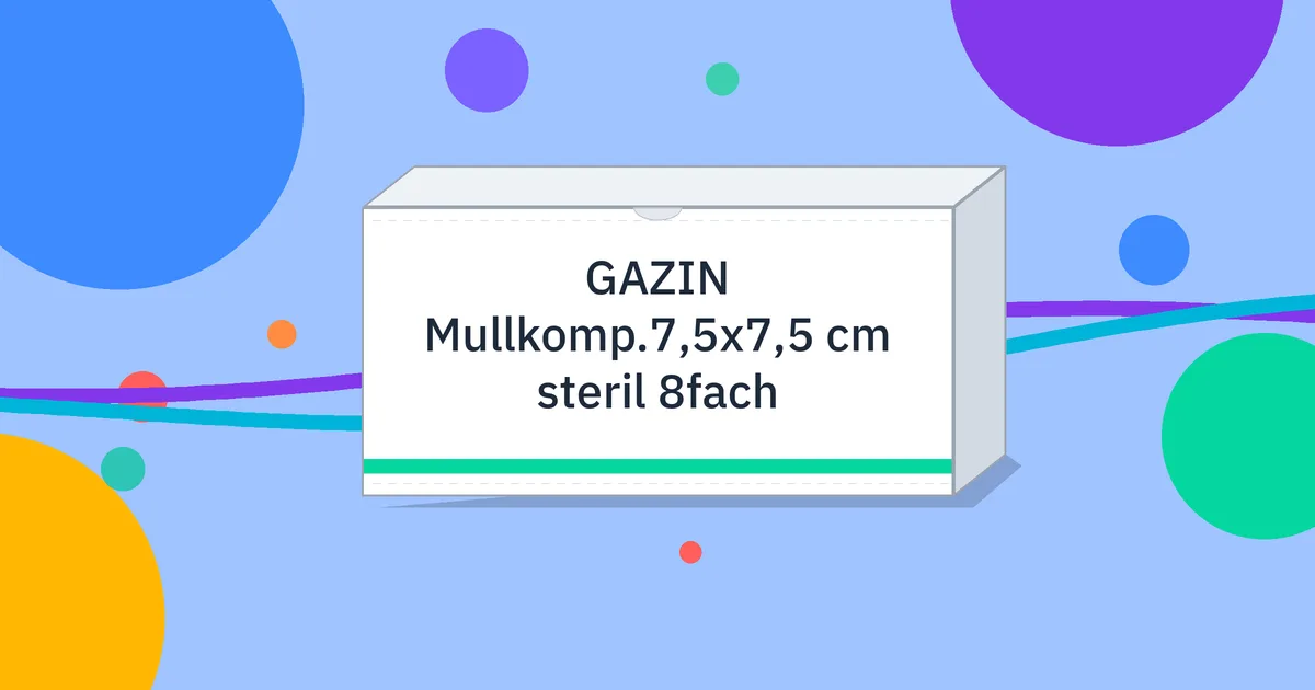 Symbolbild: Packung mit der Aufschrift GAZIN Mullkomp.7,5x7,5 cm steril 8fach (PZN 13753072) – Verfügbarkeit und Bezug in Apotheken in Frankfurt am Main