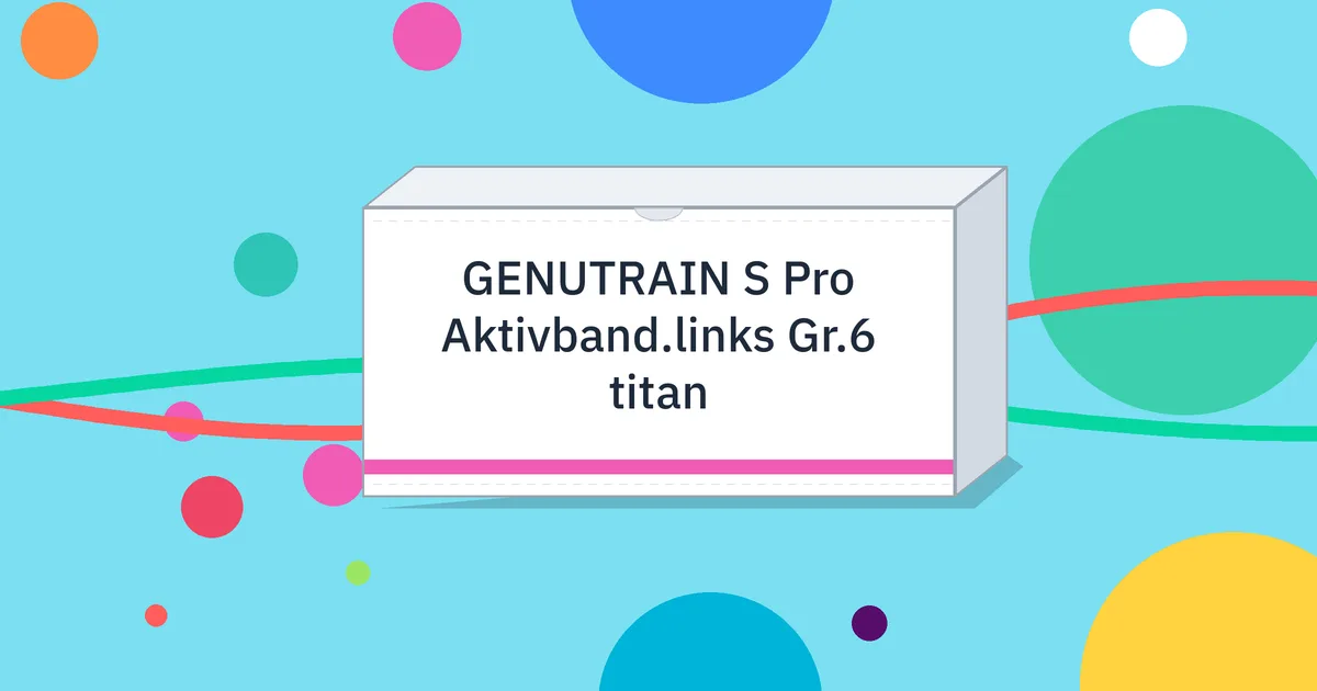 Symbolbild: Packung mit der Aufschrift GENUTRAIN S Pro Aktivband.links Gr.6 titan (PZN 09337333) – Verfügbarkeit und Bezug in Apotheken in Frankfurt am Main