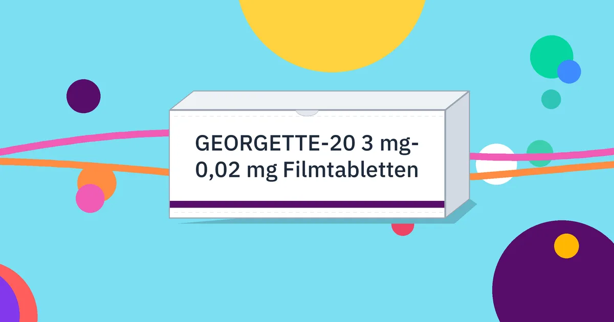 Symbolbild: Packung mit der Aufschrift GEORGETTE-20 3 mg-0,02 mg Filmtabletten (PZN 11236384) – Verfügbarkeit und Bezug in Apotheken in Frankfurt am Main