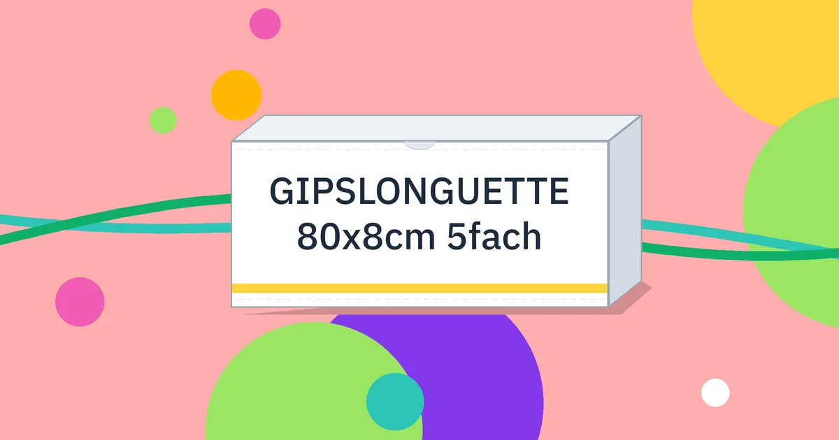 Symbolbild: Packung mit der Aufschrift GIPSLONGUETTE 80x8cm 5fach (PZN 01721345) – Verfügbarkeit und Bezug in Apotheken in Frankfurt am Main