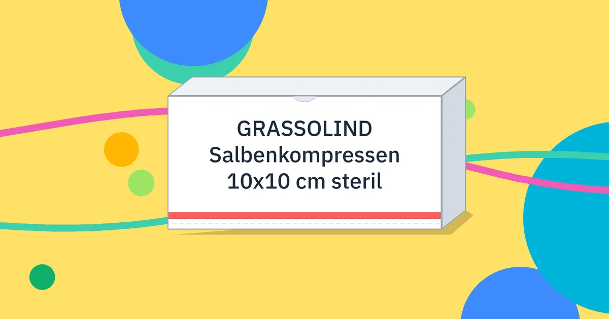 Symbolbild: Packung mit der Aufschrift GRASSOLIND Salbenkompressen 10x10 cm steril (PZN 15824072) – Verfügbarkeit und Bezug in Apotheken in Frankfurt am Main