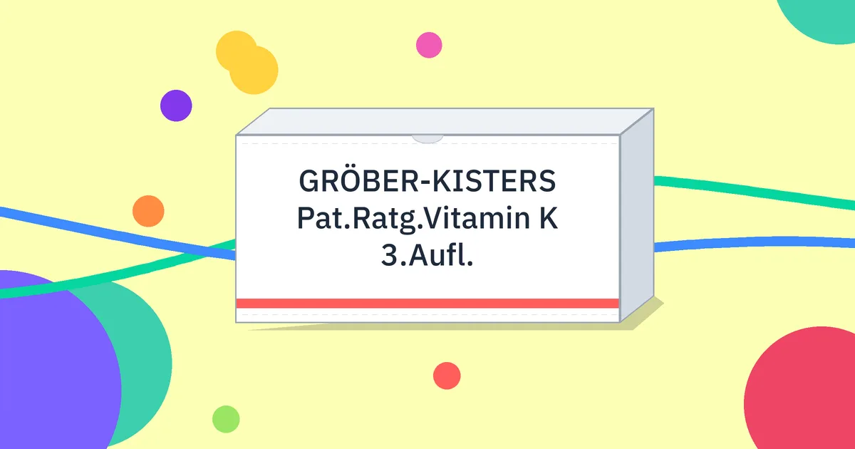 Symbolbild: Packung mit der Aufschrift GRÖBER-KISTERS Pat.Ratg.Vitamin K 3.Aufl. (PZN 14139658) – Verfügbarkeit und Bezug in Apotheken in Frankfurt am Main