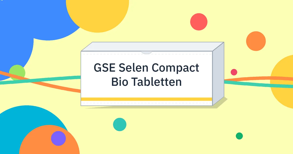 Symbolbild: Packung mit der Aufschrift GSE Selen Compact Bio Tabletten (PZN 12477486) – Verfügbarkeit und Bezug in Apotheken in Frankfurt am Main