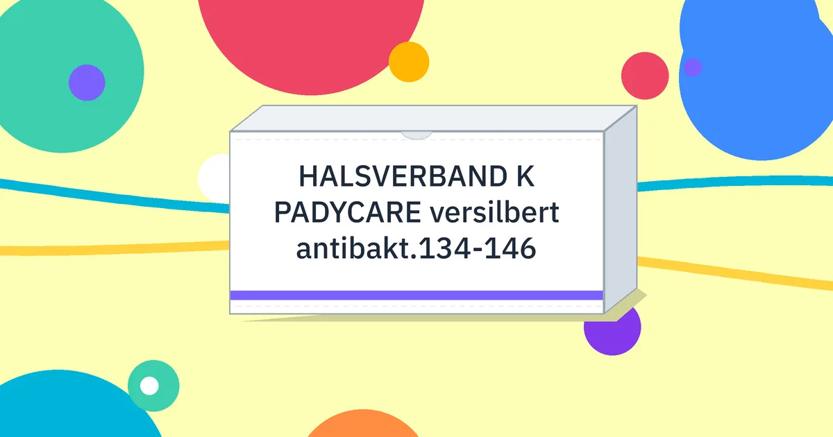 Symbolbild: Packung mit der Aufschrift HALSVERBAND K PADYCARE versilbert antibakt.134-146 (PZN 10940141) – Verfügbarkeit und Bezug in Apotheken in Frankfurt am Main
