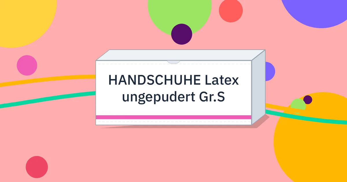 Symbolbild: Packung mit der Aufschrift HANDSCHUHE Latex ungepudert Gr.S (PZN 01116897) – Verfügbarkeit und Bezug in Apotheken in Frankfurt am Main
