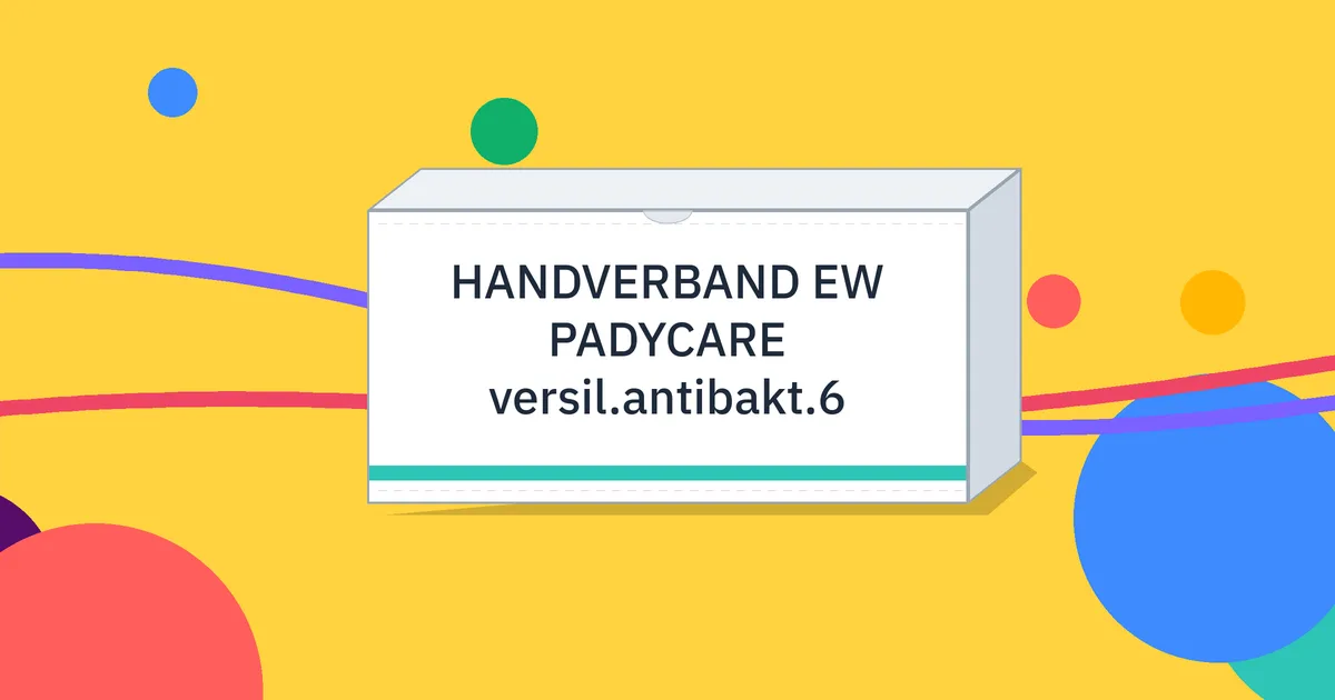 Symbolbild: Packung mit der Aufschrift HANDVERBAND EW PADYCARE versil.antibakt.6 (PZN 10939474) – Verfügbarkeit und Bezug in Apotheken in Frankfurt am Main