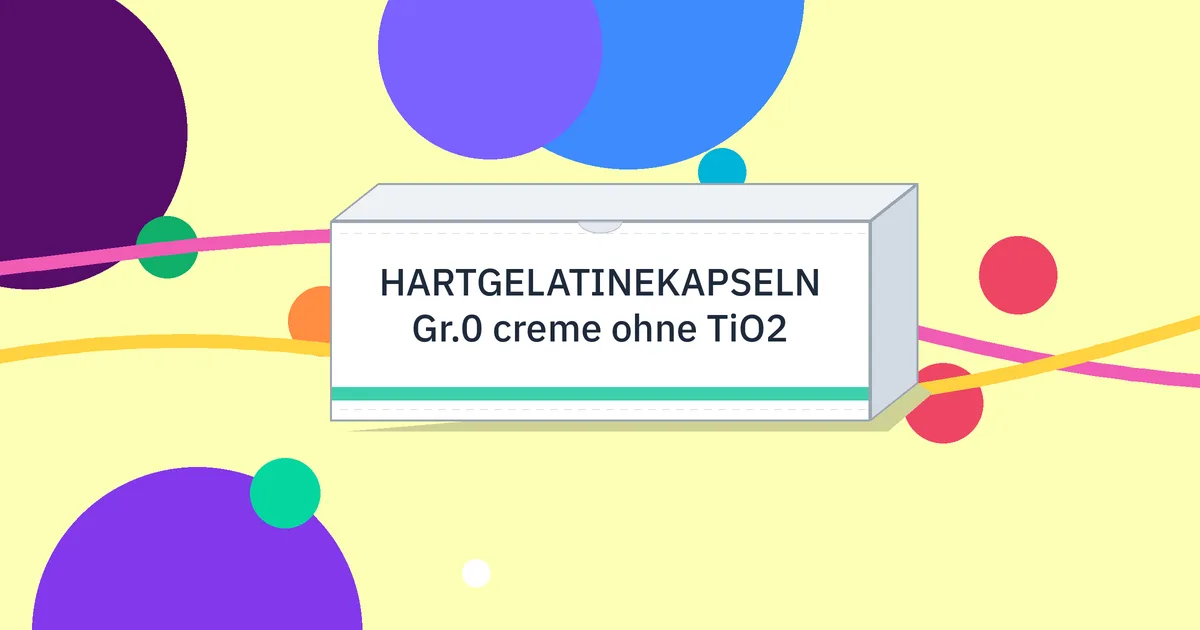 Symbolbild: Packung mit der Aufschrift HARTGELATINEKAPSELN Gr.0 creme ohne TiO2 (PZN 18770170) – Verfügbarkeit und Bezug in Apotheken in Frankfurt am Main