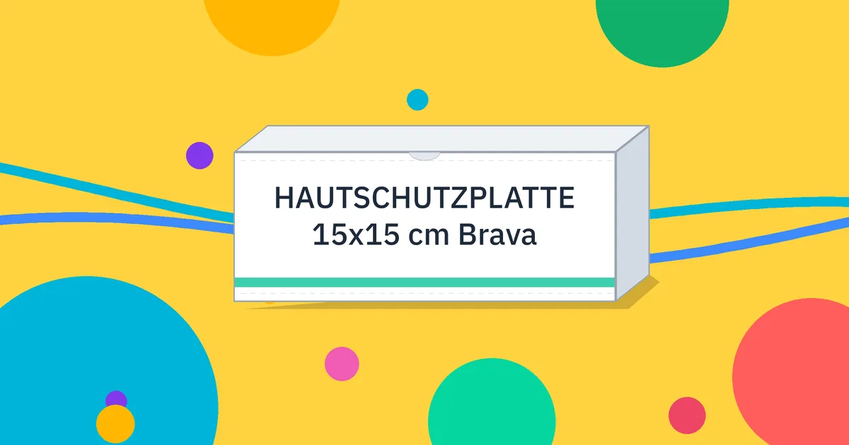 Symbolbild: Packung mit der Aufschrift HAUTSCHUTZPLATTE 15x15 cm Brava (PZN 16016492) – Verfügbarkeit und Bezug in Apotheken in Frankfurt am Main
