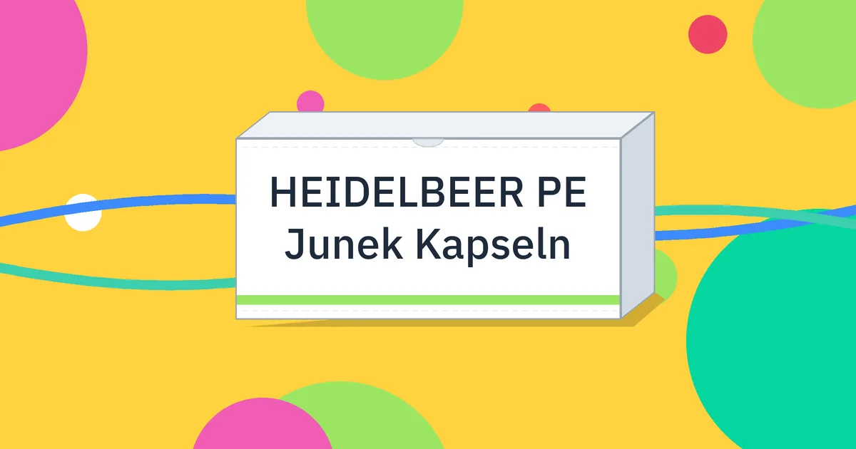 Symbolbild: Packung mit der Aufschrift HEIDELBEER PE Junek Kapseln (PZN 10336362) – Verfügbarkeit und Bezug in Apotheken in Frankfurt am Main