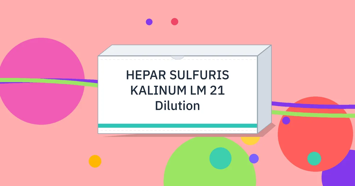 Symbolbild: Packung mit der Aufschrift HEPAR SULFURIS KALINUM LM 21 Dilution (PZN 12887988) – Verfügbarkeit und Bezug in Apotheken in Frankfurt am Main