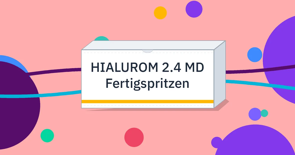 Symbolbild: Packung mit der Aufschrift HIALUROM 2.4 MD Fertigspritzen (PZN 18739059) – Verfügbarkeit und Bezug in Apotheken in Frankfurt am Main