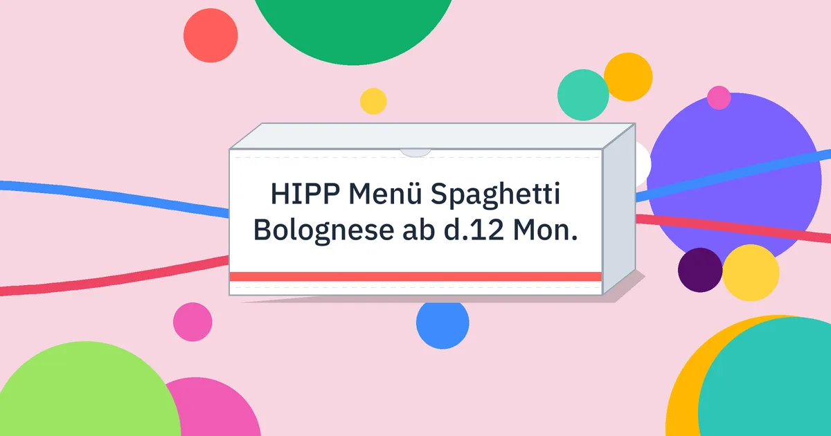 Symbolbild: Packung mit der Aufschrift HIPP Menü Spaghetti Bolognese ab d.12 Mon. (PZN 06188200) – Verfügbarkeit und Bezug in Apotheken in Frankfurt am Main