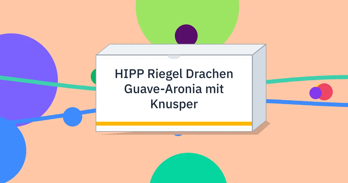 Symbolbild: Packung mit der Aufschrift HIPP Riegel Drachen Guave-Aronia mit Knusper (PZN 19657903) – Verfügbarkeit und Bezug in Apotheken in Frankfurt am Main