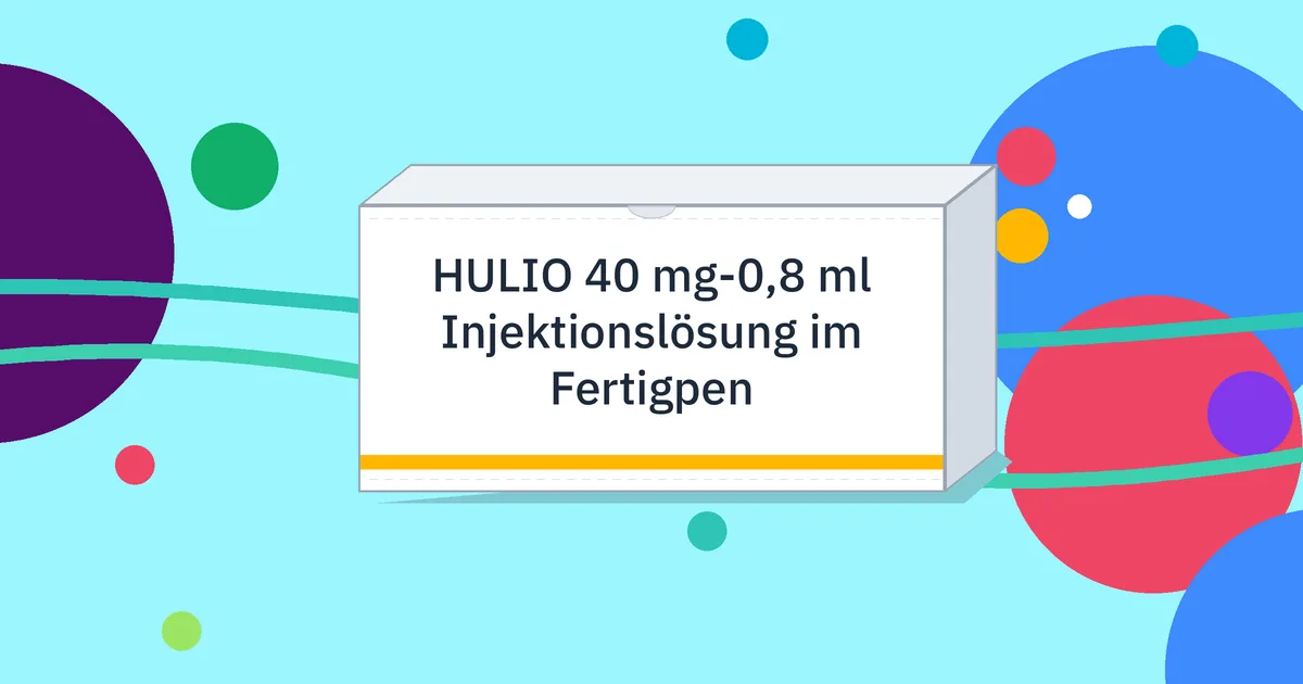 Symbolbild: Packung mit der Aufschrift HULIO 40 mg-0,8 ml Injektionslösung im Fertigpen (PZN 20850870) – Verfügbarkeit und Bezug in Apotheken in Frankfurt am Main