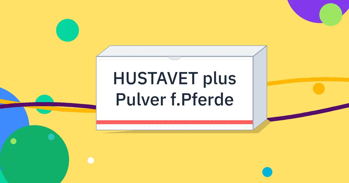 Symbolbild: Packung mit der Aufschrift HUSTAVET plus Pulver f.Pferde (PZN 13845868) – Verfügbarkeit und Bezug in Apotheken in Frankfurt am Main