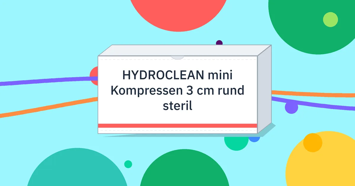 Symbolbild: Packung mit der Aufschrift HYDROCLEAN mini Kompressen 3 cm rund steril (PZN 19701113) – Verfügbarkeit und Bezug in Apotheken in Frankfurt am Main