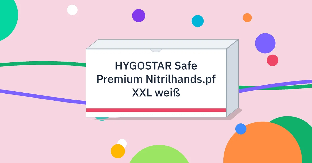 Symbolbild: Packung mit der Aufschrift HYGOSTAR Safe Premium Nitrilhands.pf XXL weiß (PZN 20772006) – Verfügbarkeit und Bezug in Apotheken in Frankfurt am Main