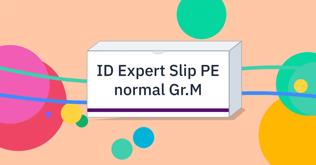 Symbolbild: Packung mit der Aufschrift ID Expert Slip PE normal Gr.M (PZN 04675999) – Verfügbarkeit und Bezug in Apotheken in Frankfurt am Main