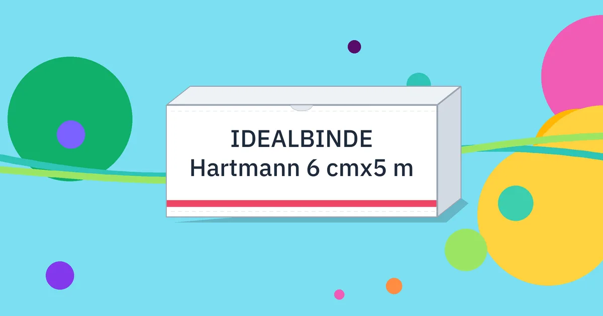 Symbolbild: Packung mit der Aufschrift IDEALBINDE Hartmann 6 cmx5 m (PZN 00516086) – Verfügbarkeit und Bezug in Apotheken in Frankfurt am Main