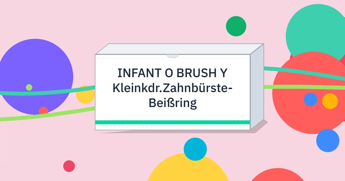 Symbolbild: Packung mit der Aufschrift INFANT O BRUSH Y Kleinkdr.Zahnbürste-Beißring (PZN 08698750) – Verfügbarkeit und Bezug in Apotheken in Frankfurt am Main