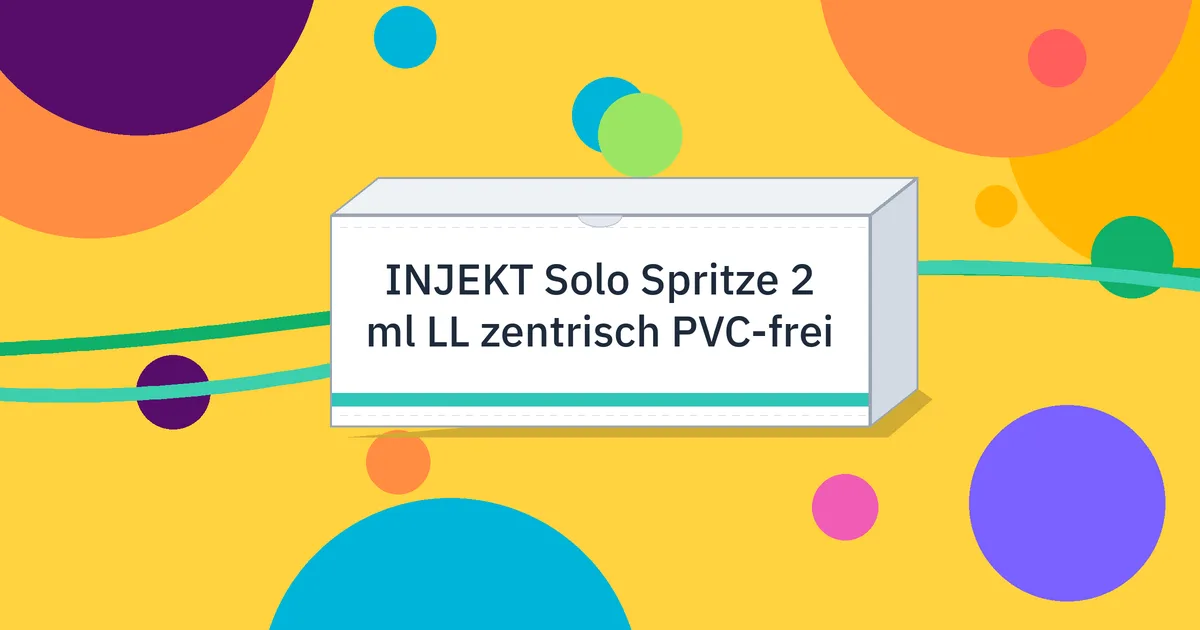 Symbolbild: Packung mit der Aufschrift INJEKT Solo Spritze 2 ml LL zentrisch PVC-frei (PZN 00610968) – Verfügbarkeit und Bezug in Apotheken in Frankfurt am Main