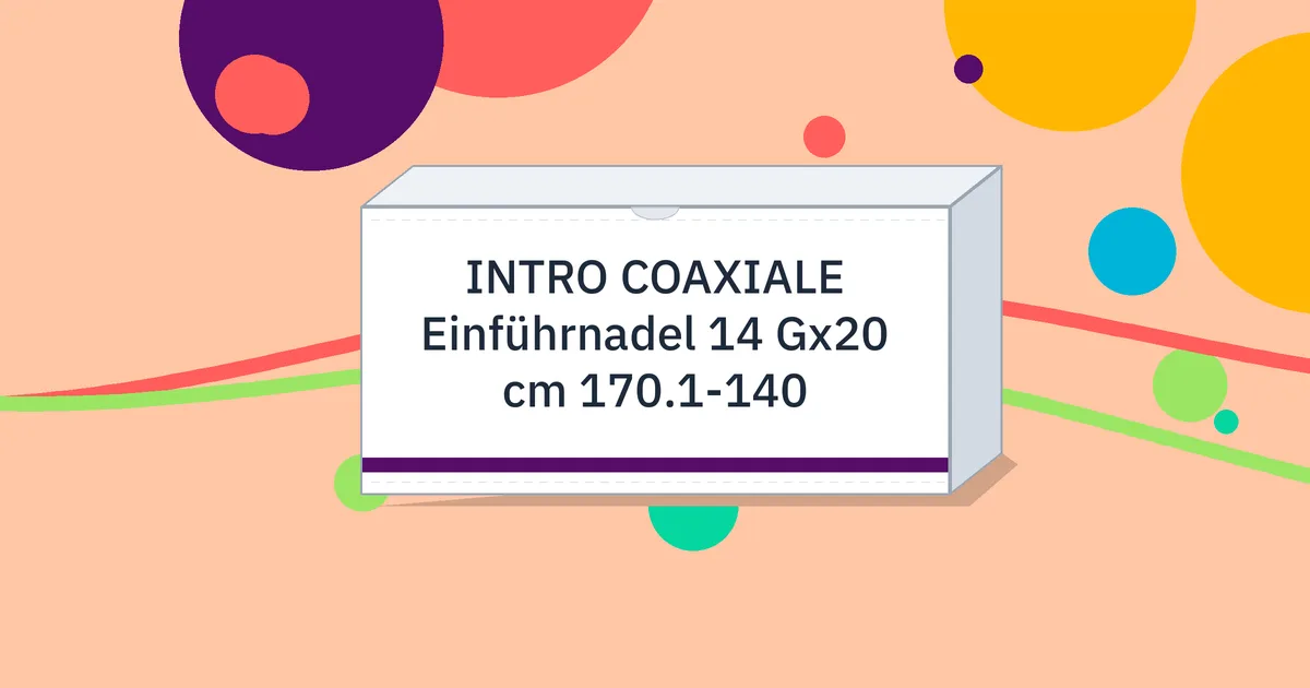 Symbolbild: Packung mit der Aufschrift INTRO COAXIALE Einführnadel 14 Gx20 cm 170.1-140 (PZN 16946162) – Verfügbarkeit und Bezug in Apotheken in Frankfurt am Main