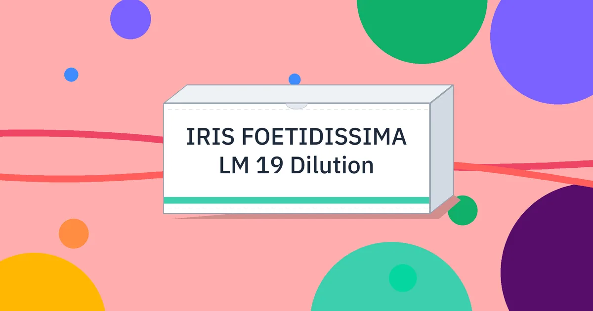 Symbolbild: Packung mit der Aufschrift IRIS FOETIDISSIMA LM 19 Dilution (PZN 12913987) – Verfügbarkeit und Bezug in Apotheken in Frankfurt am Main