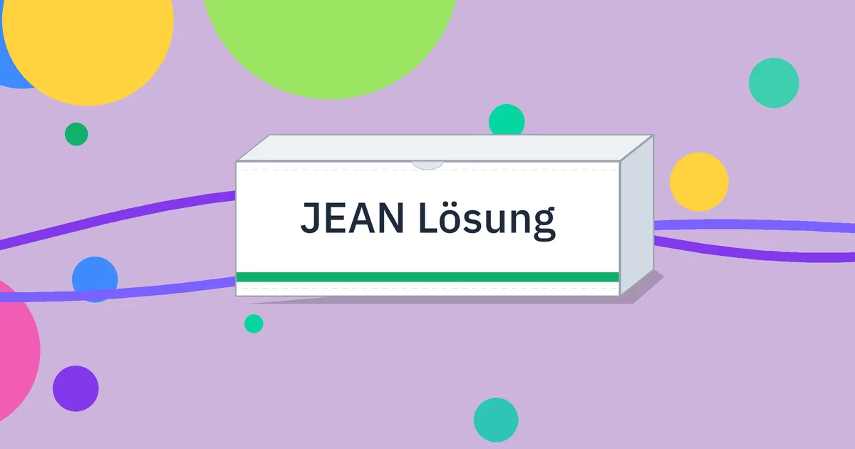 Symbolbild: Packung mit der Aufschrift JEAN Lösung (PZN 04891510) – Verfügbarkeit und Bezug in Apotheken in Frankfurt am Main