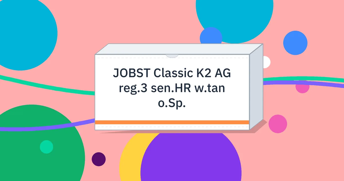 Symbolbild: Packung mit der Aufschrift JOBST Classic K2 AG reg.3 sen.HR w.tan o.Sp. (PZN 17960566) – Verfügbarkeit und Bezug in Apotheken in Frankfurt am Main