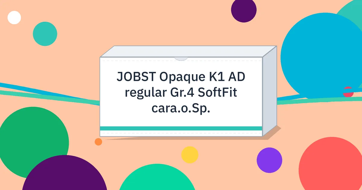 Symbolbild: Packung mit der Aufschrift JOBST Opaque K1 AD regular Gr.4 SoftFit cara.o.Sp. (PZN 13082927) – Verfügbarkeit und Bezug in Apotheken in Frankfurt am Main