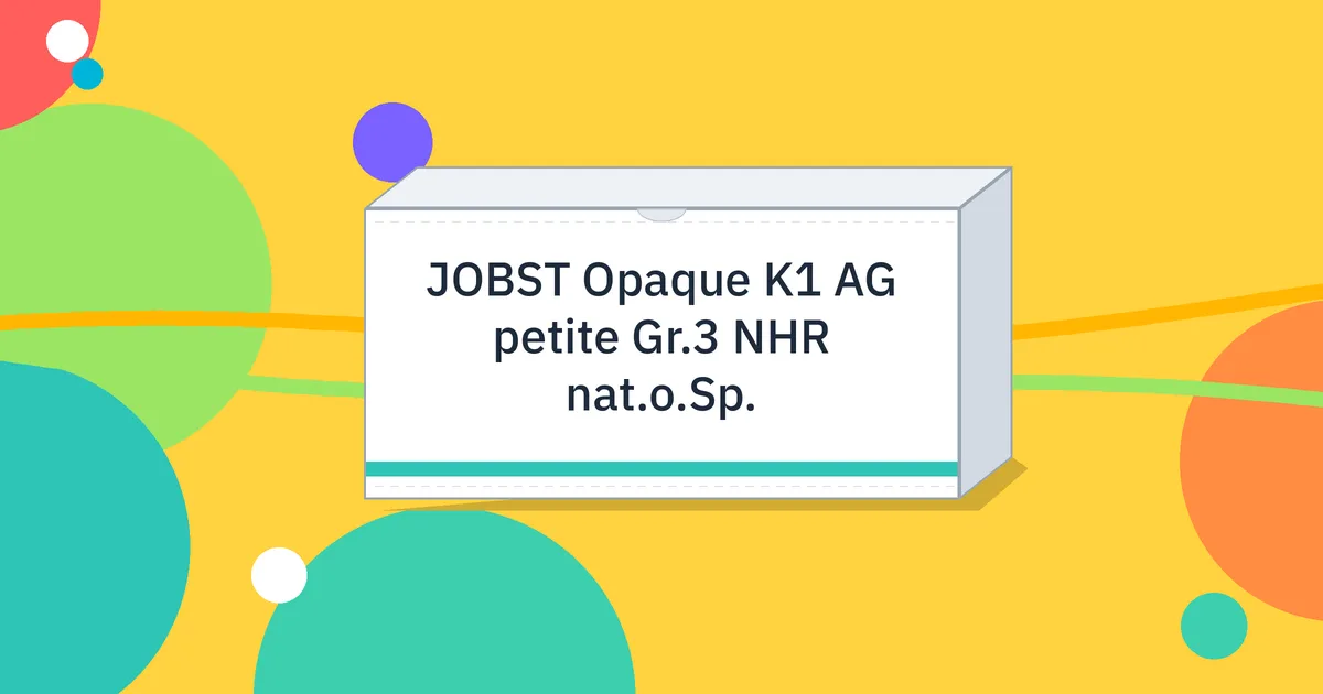 Symbolbild: Packung mit der Aufschrift JOBST Opaque K1 AG petite Gr.3 NHR nat.o.Sp. (PZN 13088203) – Verfügbarkeit und Bezug in Apotheken in Frankfurt am Main