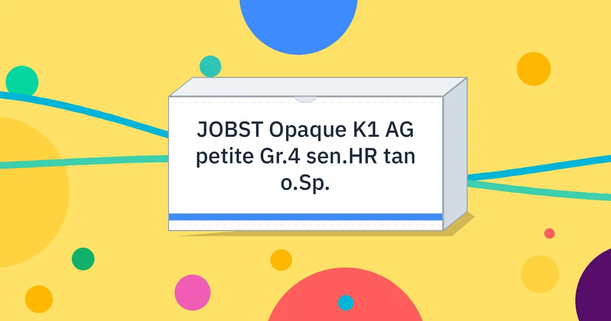 Symbolbild: Packung mit der Aufschrift JOBST Opaque K1 AG petite Gr.4 sen.HR tan o.Sp. (PZN 16270167) – Verfügbarkeit und Bezug in Apotheken in Frankfurt am Main